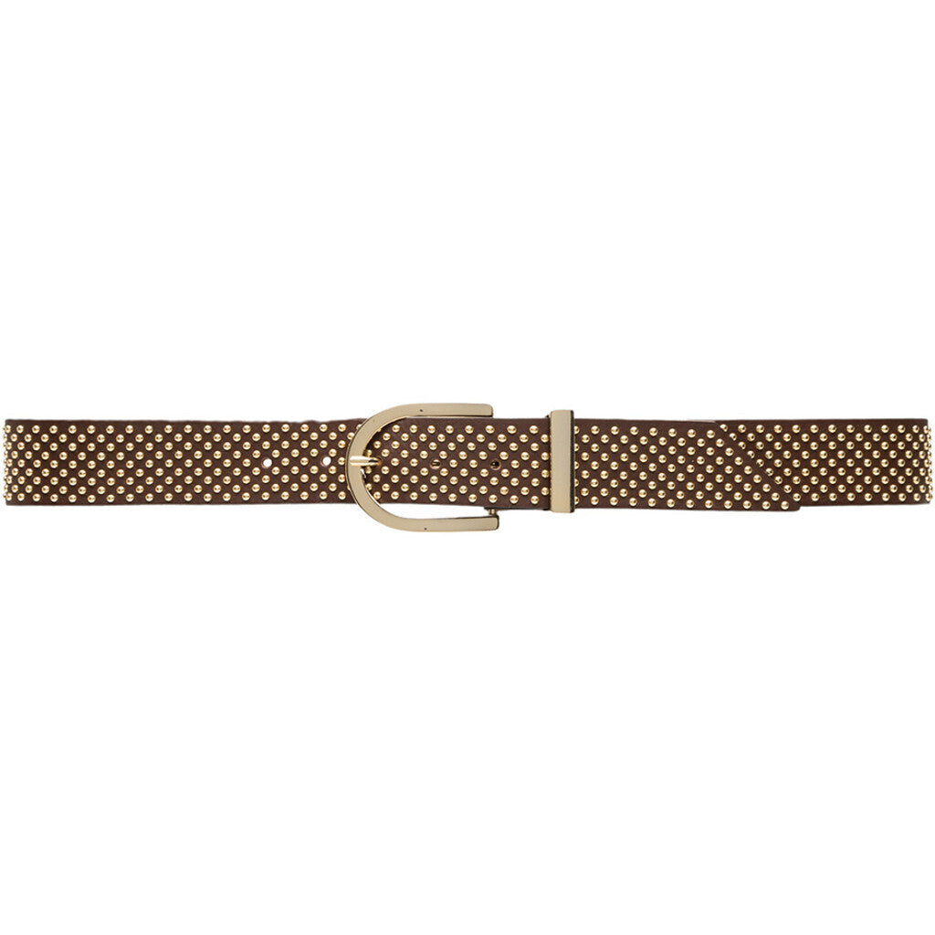Beautiful leather belt decorated with studs / 13720 - Dark brown – DEPECHE
