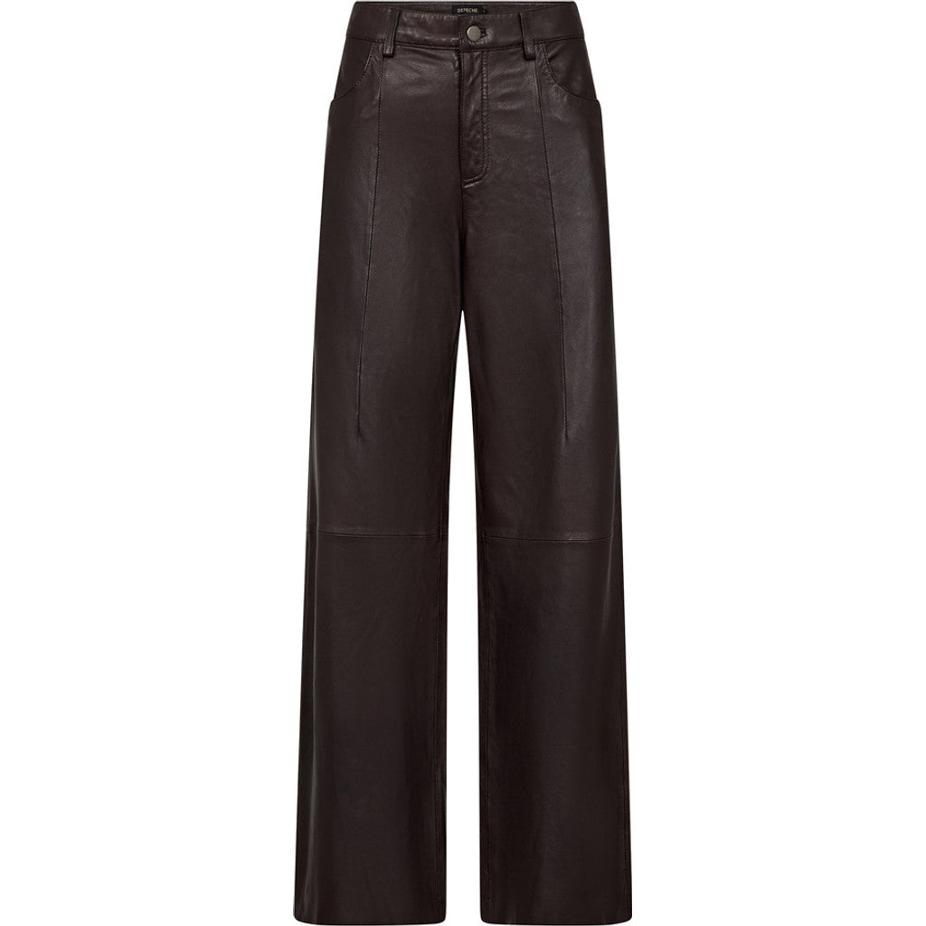 Boa leather pants - Wide leg (HW) / 51264 - Chocolate – DEPECHE