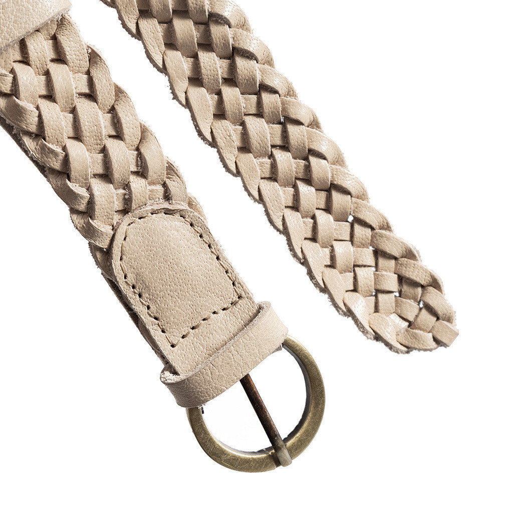 Braided narrow belt in soft leather / 15242 - Sand – DEPECHE