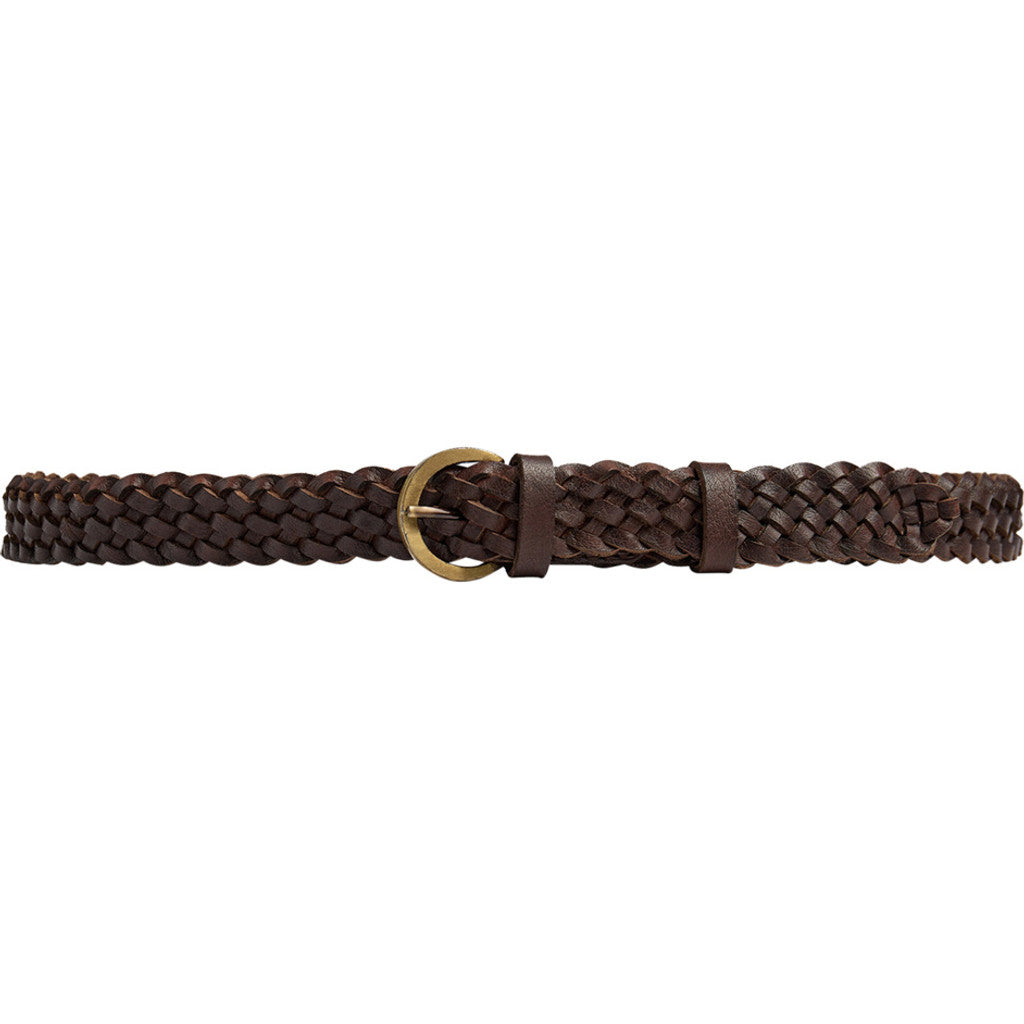 Braided narrow belt in soft leather / 15242 - Dark brown – DEPECHE
