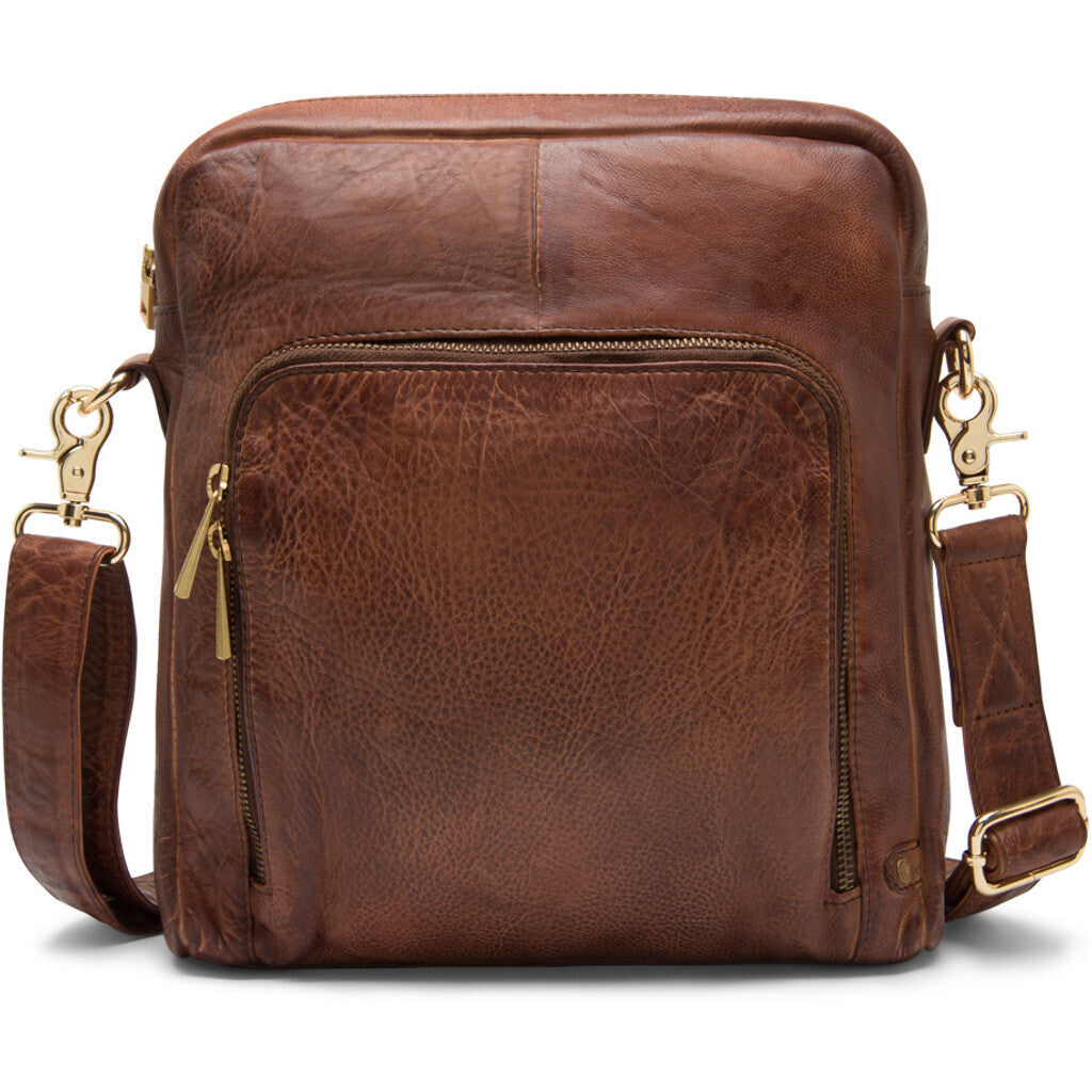 Crossover bag in silky soft leather quality / 14916 - Brandy – DEPECHE