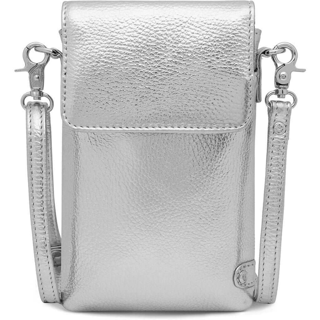 Mobile bag in soft leather and timeless design / 16044 - Silver – DEPECHE