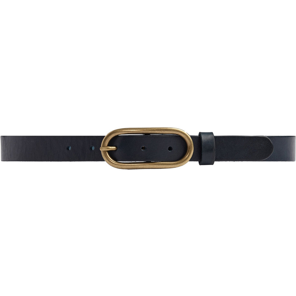 Timeless narrow belt in delicious leather quality / 16086 - Dark blue ...